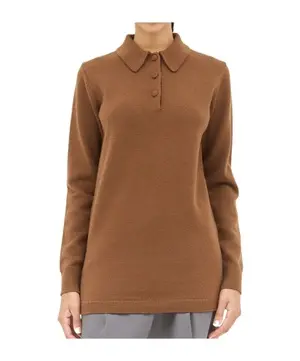 Dries Van Noten Ribbed Trim Knitted Polo Top - Brown