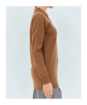 Dries Van Noten Ribbed Trim Knitted Polo Top - Brown