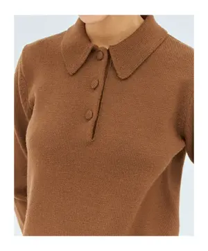 Dries Van Noten Ribbed Trim Knitted Polo Top - Brown