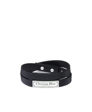 Dior Leather Double Bracelet - Black