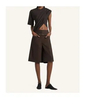 COURREGES Courrèges Belted Knee-length Bermuda Shorts - Chocolate
