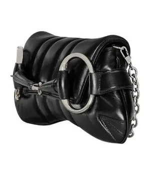 Gucci Horsebit Plaque Shoulder Bag - Black
