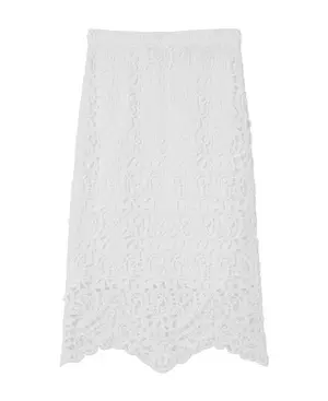 Burberry Macrame Lace Midi Skirt - White