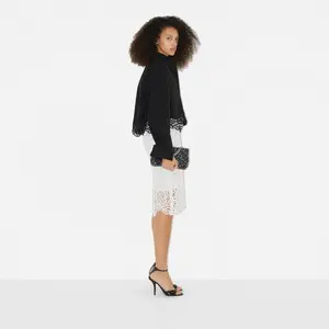 Burberry Macrame Lace Midi Skirt - White
