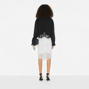 Burberry Macrame Lace Midi Skirt - White