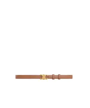 Celine Small Triomphe Belt In Taurillon Leather - Brown