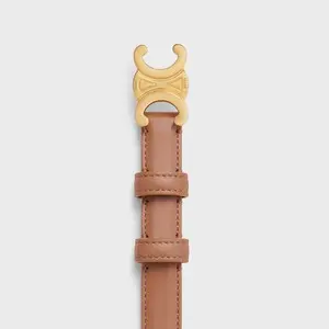 Celine Small Triomphe Belt In Taurillon Leather - Brown