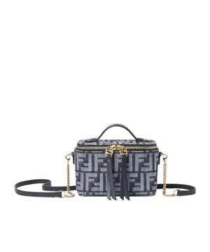 Fendi Vanity Ff Jacquard Mini Shoulder Bag - Gray