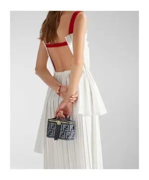 Fendi Vanity Ff Jacquard Mini Shoulder Bag - Gray