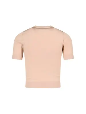 MARINE SERRE Short-sleeved Knit Sweater With Moon Pattern - Pink