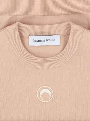 MARINE SERRE Short-sleeved Knit Sweater With Moon Pattern - Pink