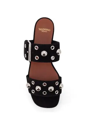 Valentino Garavani Nellcôte Buckled Slide Sandals - Black