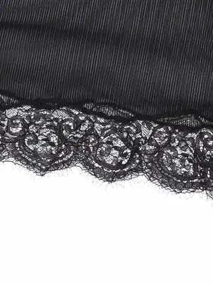 Saint Laurent Ribbed Henley T-shirt With Lace Cuffs - Black