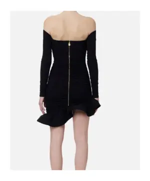 Elisabetta Franchi Ruffled Detail Mini Dress - Black