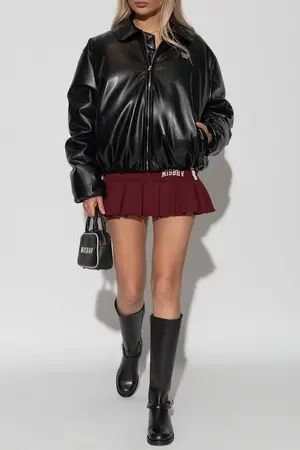 MISBHV Pleated Stripe Mini Skirt - Brown
