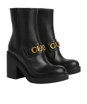 Gucci Logo-plaque Leather Boots