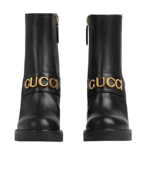 Gucci Logo-plaque Leather Boots