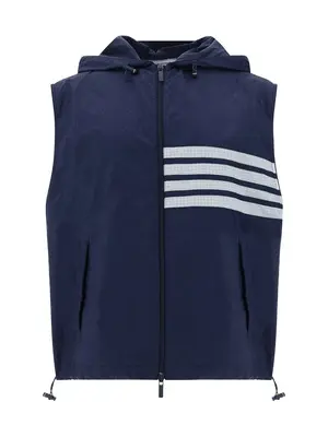 Thom Browne 4-bar Striped Zipped Ripstop Hooded Gilet - Blue