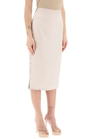 Fendi Logo Patch Midi Pencil Skirt