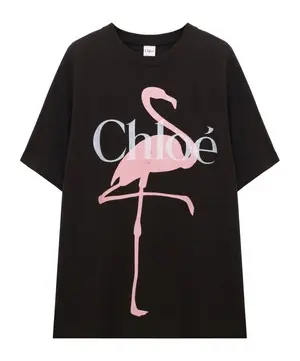 Chloé Chloé Generous Logo Crewneck T-Shirt Ash Black