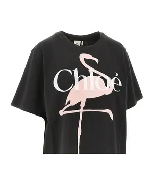 Chloé Generous Logo Crewneck T-shirt - Ash Black
