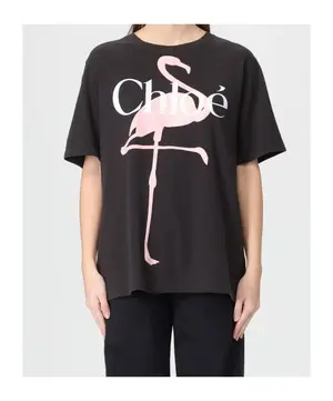 Chloé Generous Logo Crewneck T-shirt - Ash Black