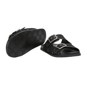 Gucci Buckle Detailed Flat Slides - Black