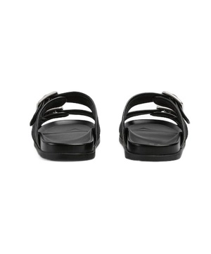 Gucci Buckle Detailed Flat Slides - Black