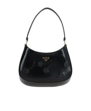Prada Cleo Embossed-detail Shoulder Bag - Black