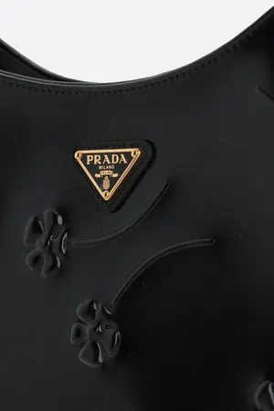 Prada Cleo Embossed-detail Shoulder Bag - Black