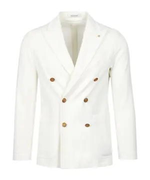 Tagliatore Long Sleeve Double Breasted Textured Blazer - White