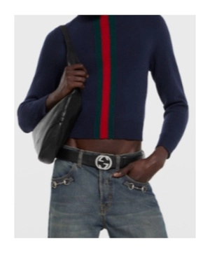 Gucci Fine Knit Wool Sweater With Web Intarsia - Blue