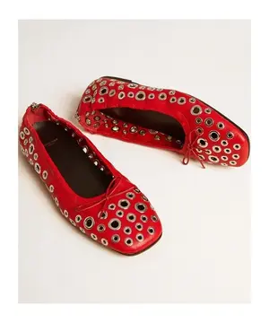GOLDEN GOOSE Amy Eyelet Ballet Flats - Red