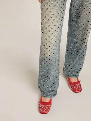 GOLDEN GOOSE Amy Eyelet Ballet Flats - Red
