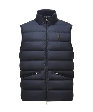 Moncler Zip-up Padded Gilet - Navy Blue