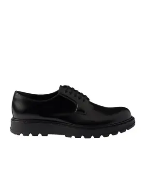 Prada Brushed Leather Lace-up Derby Shoes