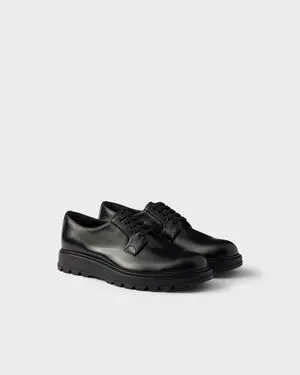 Prada Brushed Leather Lace-up Derby Shoes