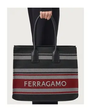 FERRAGAMO Logo Jacquard Signature Tote Bag