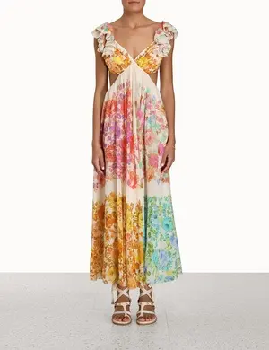 Zimmermann Raie Floral-print Midi Dress - Nude
