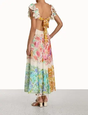 Zimmermann Raie Floral-print Midi Dress - Nude