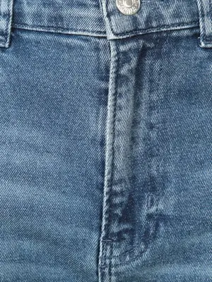 Moschino High Waist Wide Leg Jeans With Logo Patch