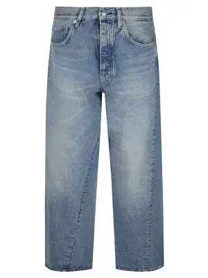 SUNFLOWER Logo Patch Wide-leg Jeans - Blue