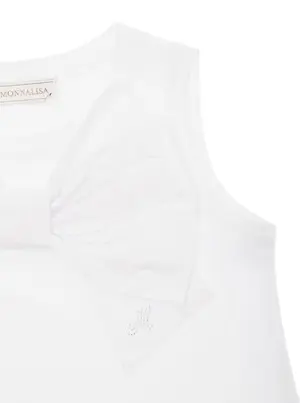 Monnalisa Bow Embellished Straight Hem Top