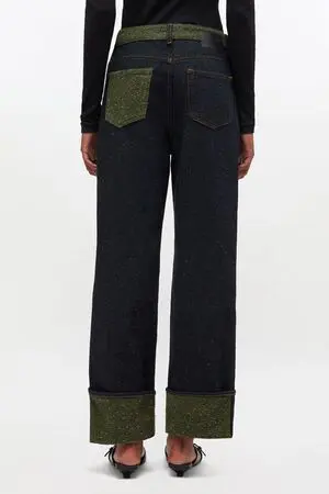 GANNI Relaxed Fit Cuffed Hem Jeans