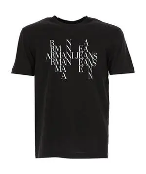 Emporio Armani Logo Printed Pattern T-shirt - Black