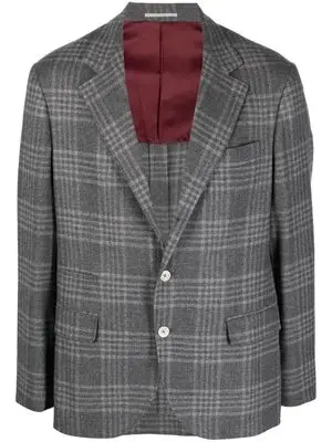 Brunello Cucinelli Single-breasted Checked Blazer - Black