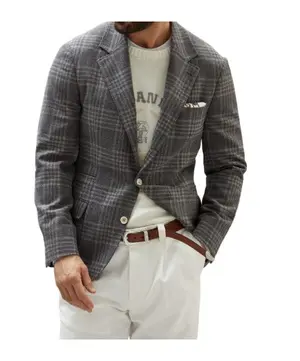 Brunello Cucinelli Single-breasted Checked Blazer - Black