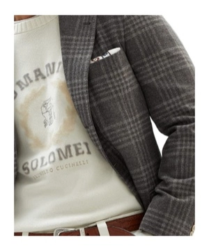Brunello Cucinelli Single-breasted Checked Blazer - Black