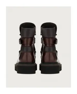 FERRAGAMO Lace-up Gancio Hiking Boots - Black