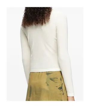 DIESEL® V-neck Pleated Top With Metal D Card Detail